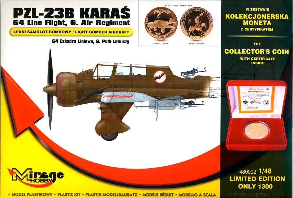MIRAGE HOBBY PZL-23B KARAŚ + moneta kolek. - 1/48 MIRAGE HOBBY / 1/48 ...